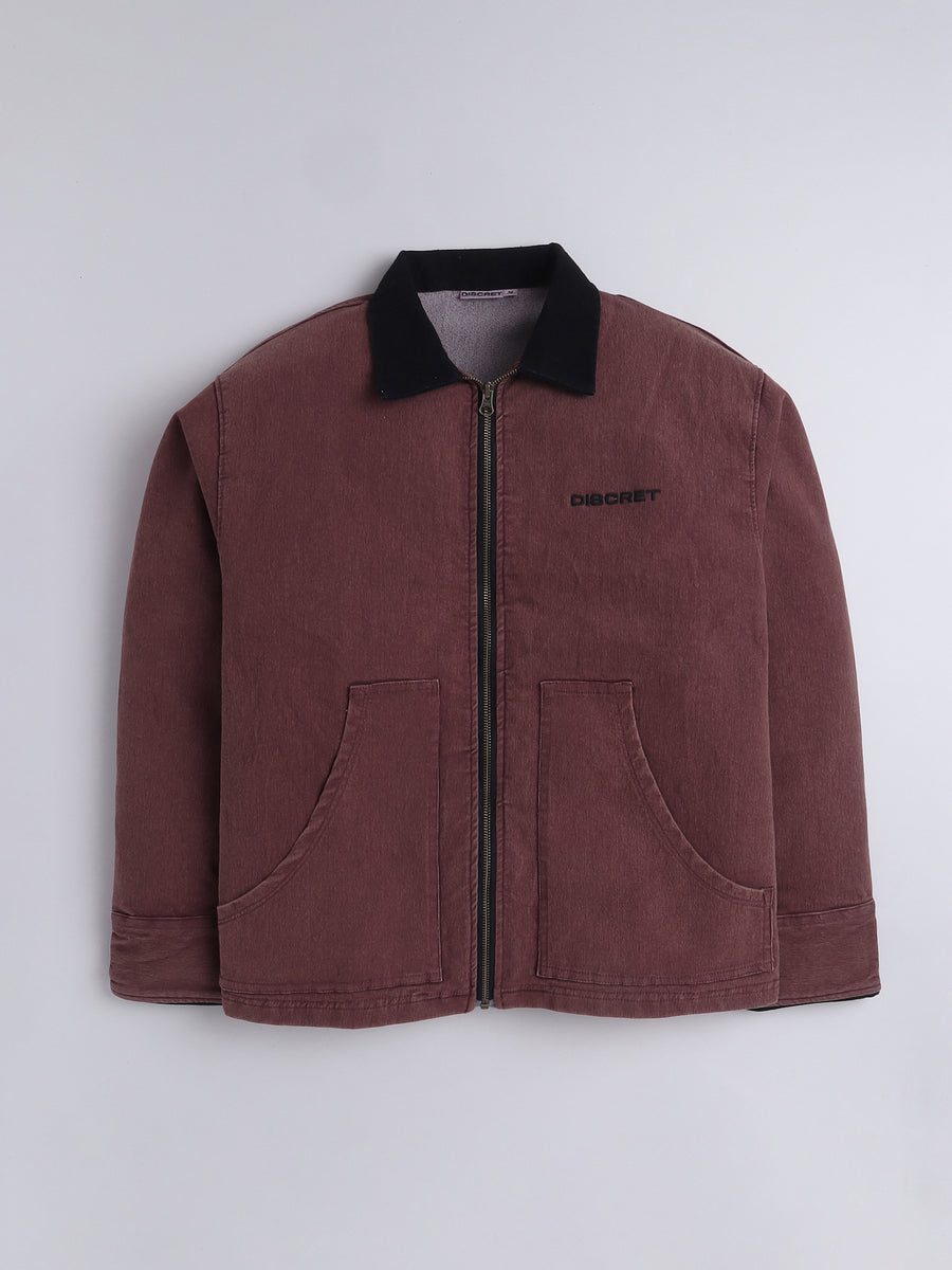 WASHED MAROON DENIM JACKET – Discret